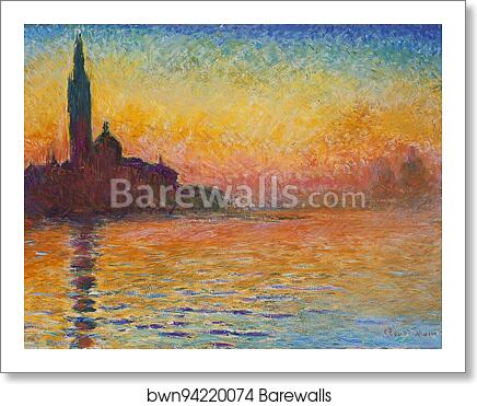 San Giorgio Maggiore at Dusk - Sunset in Venice by Claude Monet, Art ...